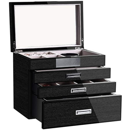 Extra Large Wooden Jewelry Box，4-Layer Jewel Case Cabinet Armoire Ring ...