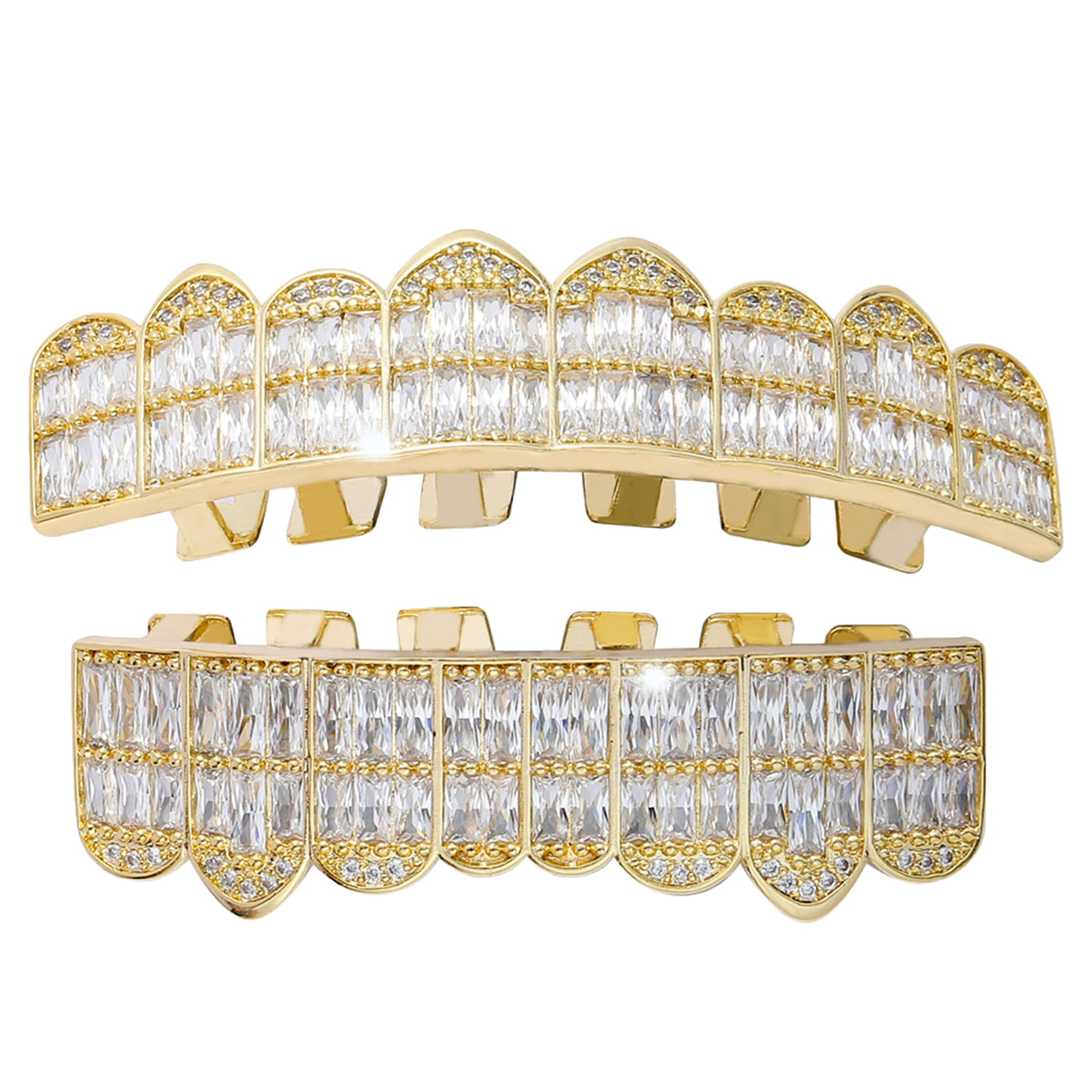 Hip Hop Dientes Grill Braces Vampiro Colmillos Disfraz Cosplay Dorado ...