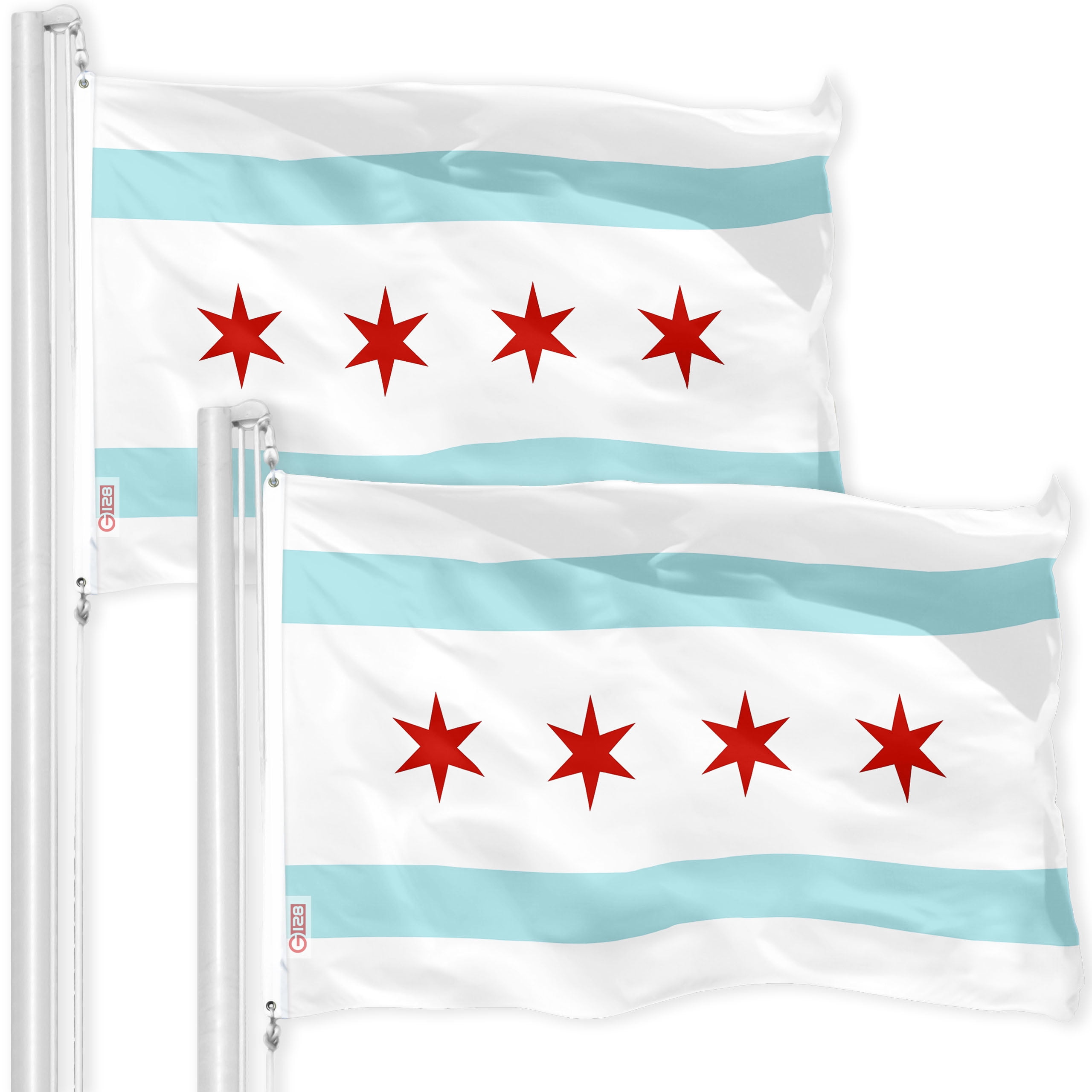 Chicago City Flag 3x5FT 2-Pack 150D Printed Polyester By G128 - Walmart.com