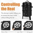 3-in-1 Charcoal Smoker Grill, Outdoor Vertical BBQ with Thermometer ...