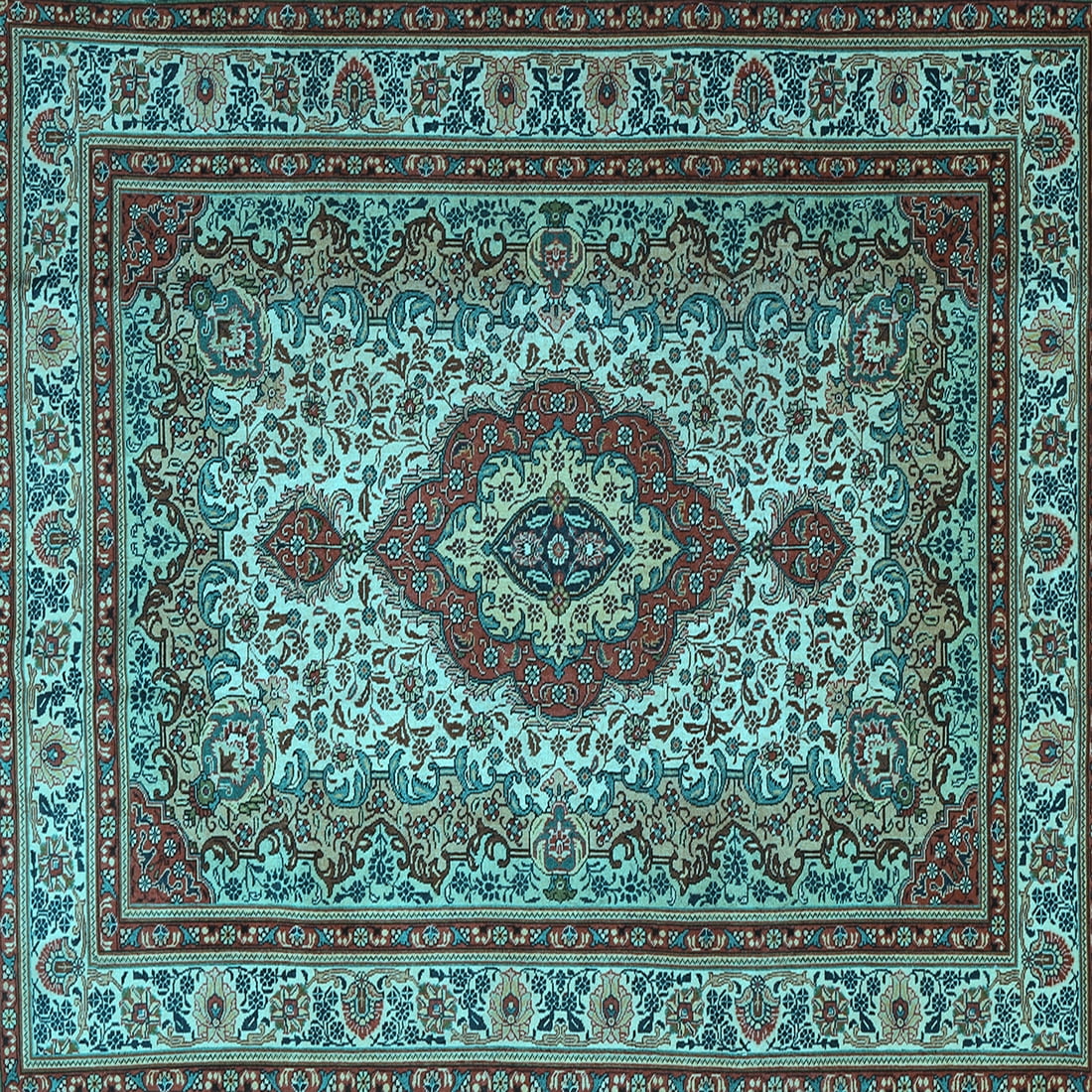Ahgly Company Indoor Square Medallion Light Blue Traditional Area Rugs ...