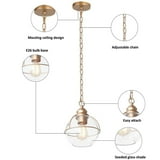 Uolfin Modern Globe Pendant Hanging Light 1-Light Brass Gold Island ...