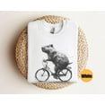 Capybara Riding Bike T-Shirt Graphic Capybara Crewneck Funny Capybara T ...