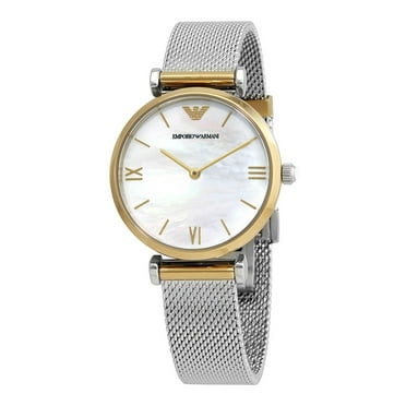 Emporio Armani Women's Retro Two-Tone Watch, Mother of Pearl Dial ...