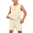 CHEEREAM Boys Summer Outfit 2 Pack Button Crew Neck Sleeveless Tank Top ...