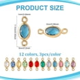 36Pcs 12 Colors Brass Pave Faceted Glass Oval Connector Charms Golden ...