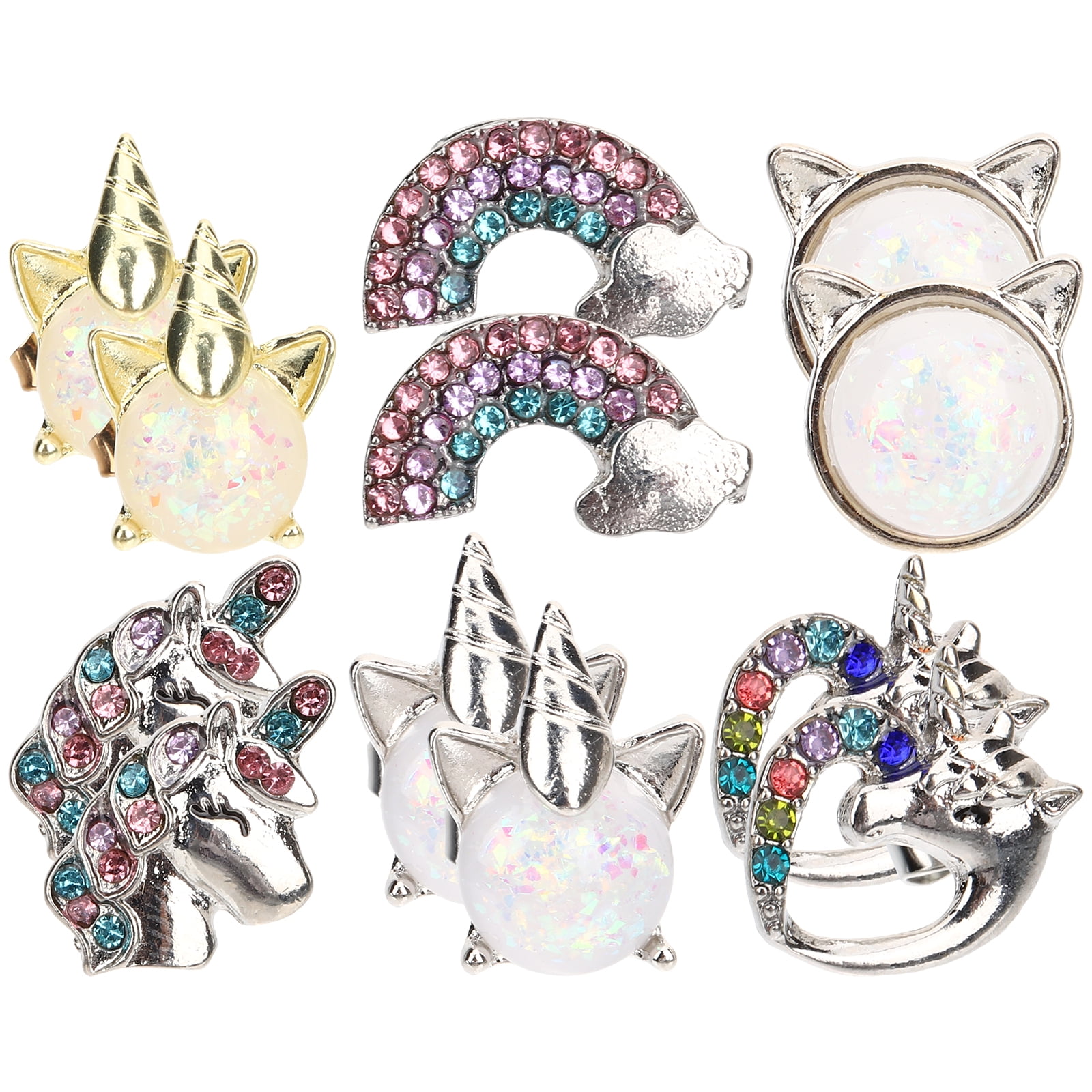 Click here for Cosmobetty 6 Pairs Rhinestone Alloy Children Earri... prices