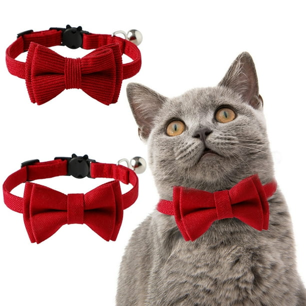 Paquete de 2 collares para gatos separables con cascabel y pajarita ...
