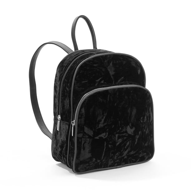 Black Crushed Velvet Mini Backpack - Walmart.com