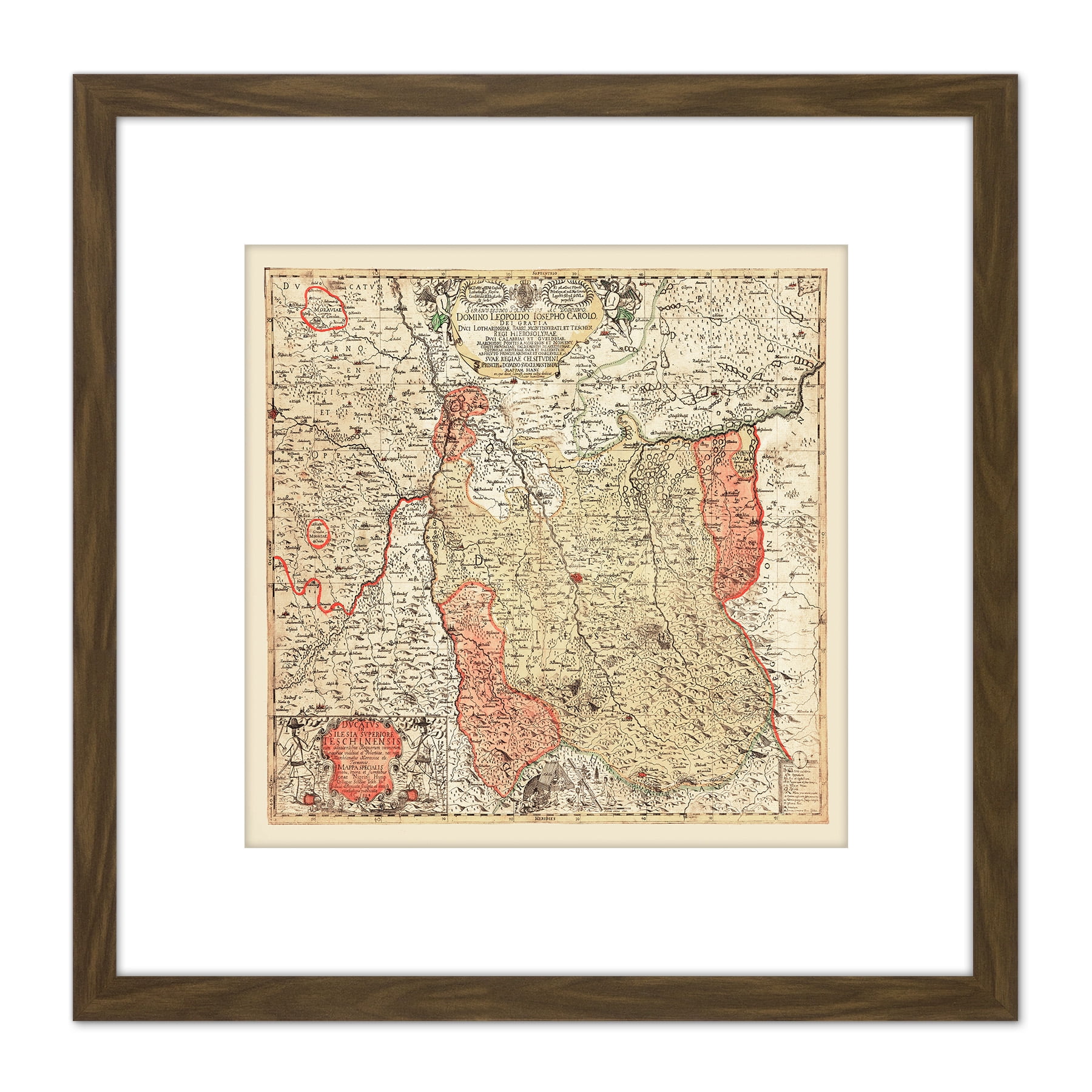 Map Antique 1724 Nigrinus Duchy Teschen Old Replica 8X8 Inch Square ...