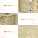 LAZZO 55" Rattan Console Table with 4 Drawers and Open Storage Shelf ...