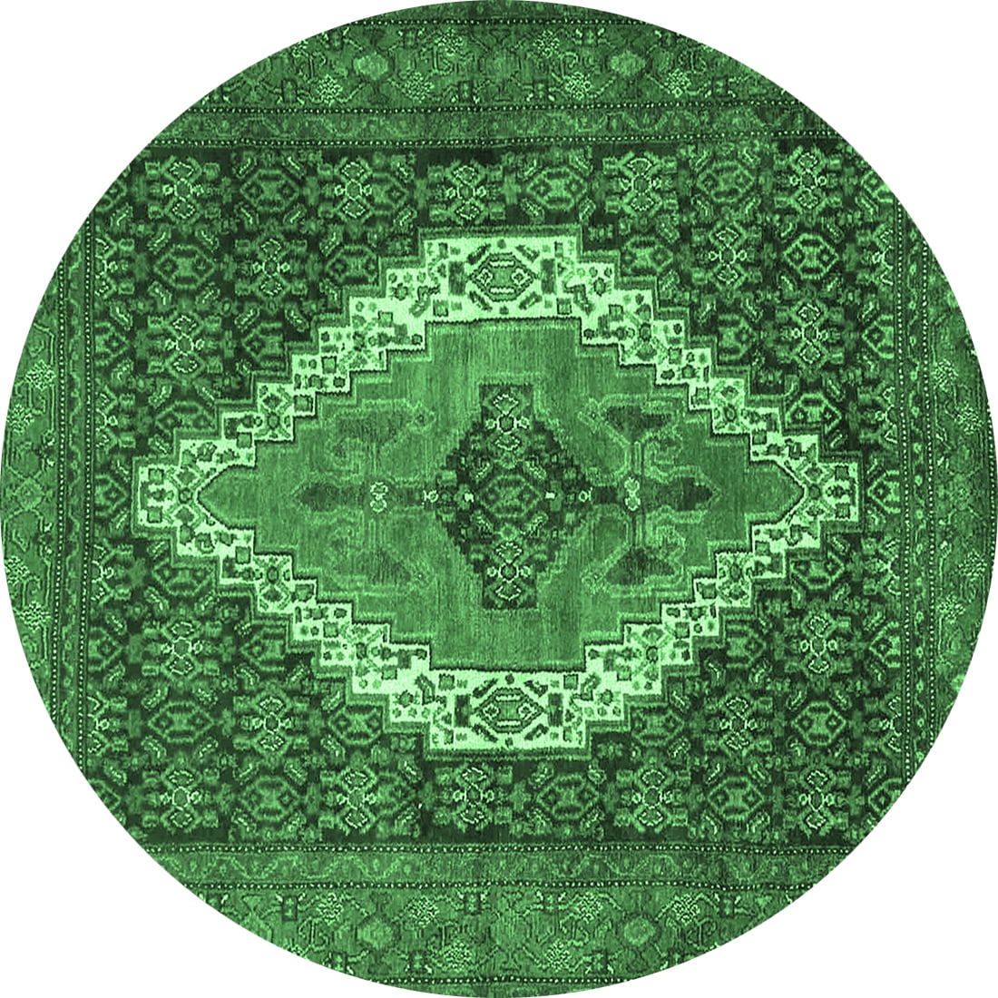 Ahgly Company Indoor Round Medallion Emerald Green Traditional Area ...
