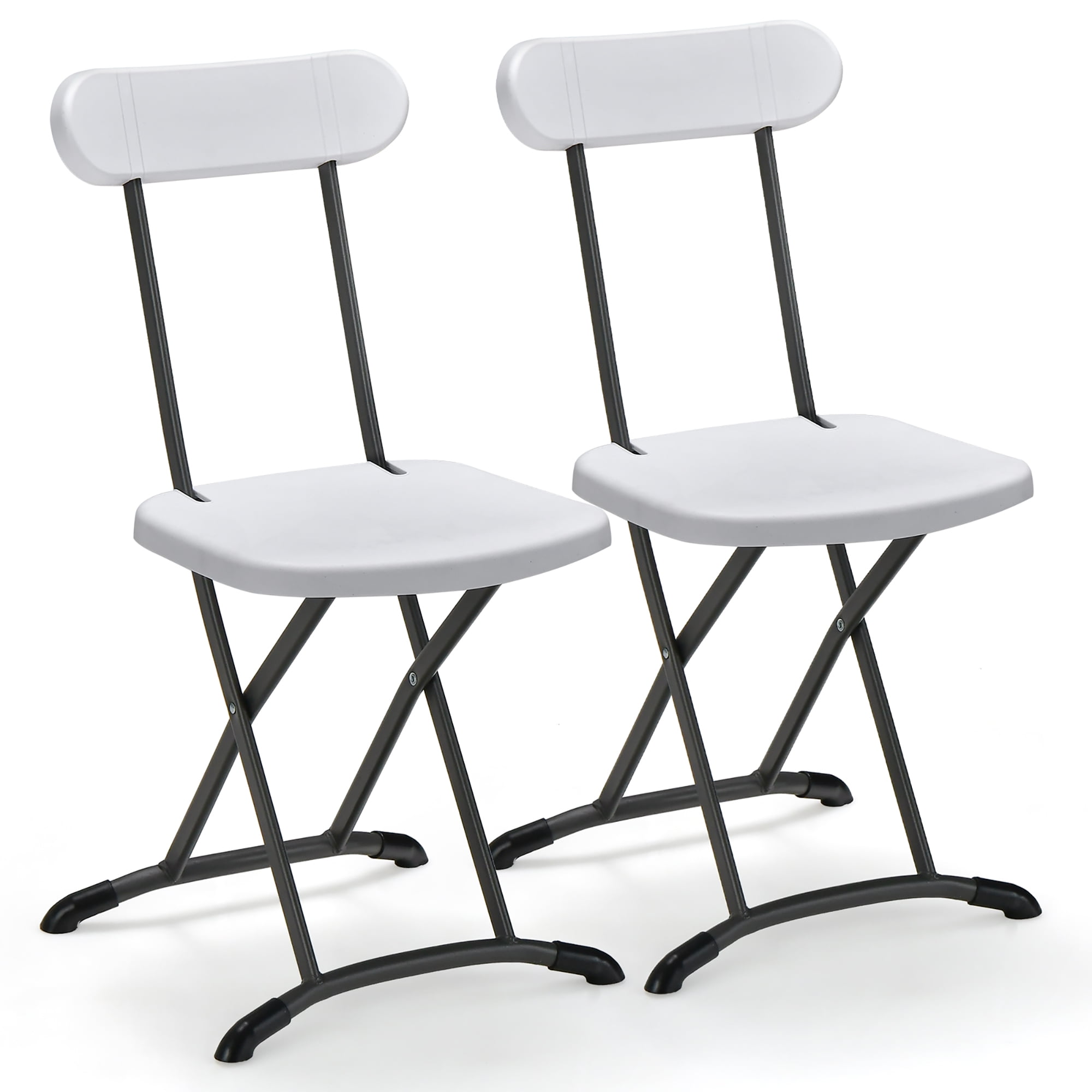 Costway 2-Pack Folding Chair with Metal Curved Feet Wide Seat ...