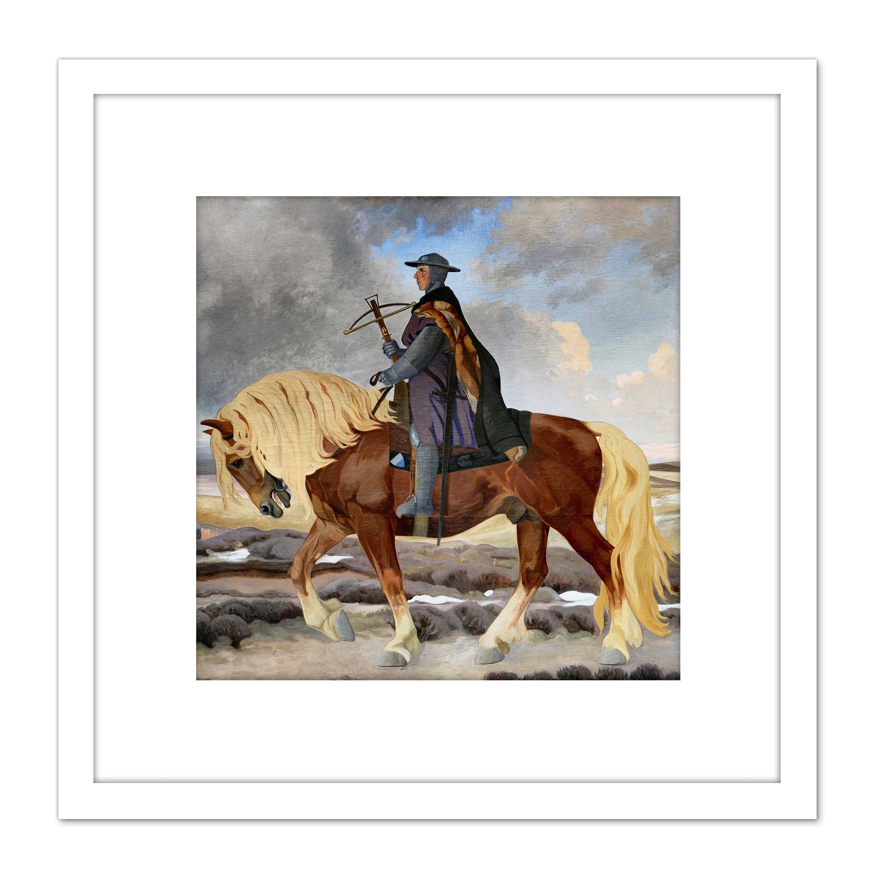 Slott Moller Niels Ebbesen Horse Danish Painting 8X8 Inch Square Wooden ...