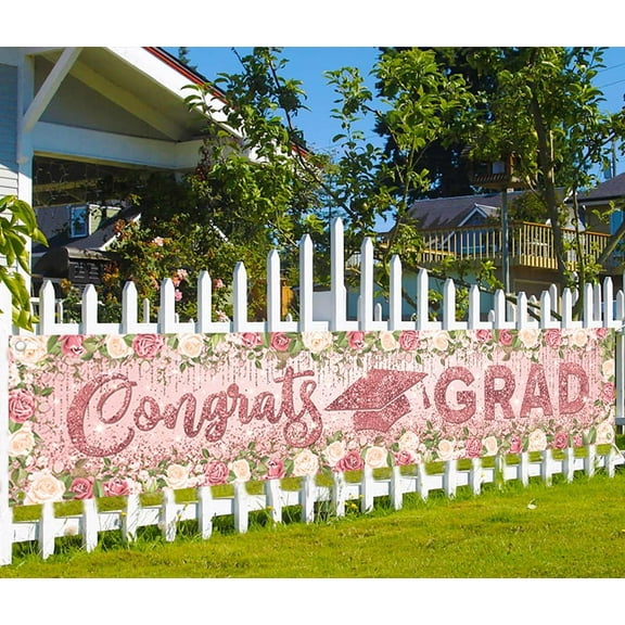 Pink Glitter Prom Night Banner, Prom 2025/Class of 2025/Congarts Grad ...