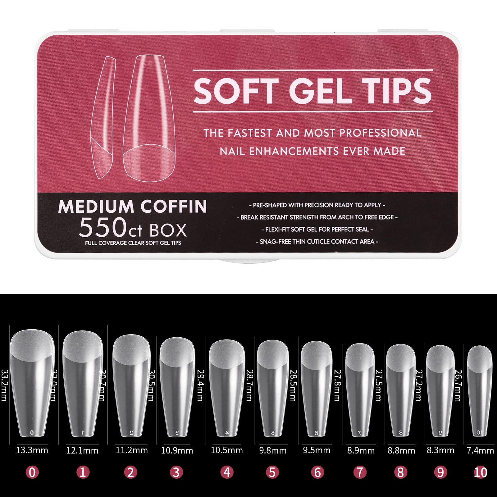 Yzzseven Soft Gel Full Cover Tips Kit for Soak Off Nail Extensions, 550 ...