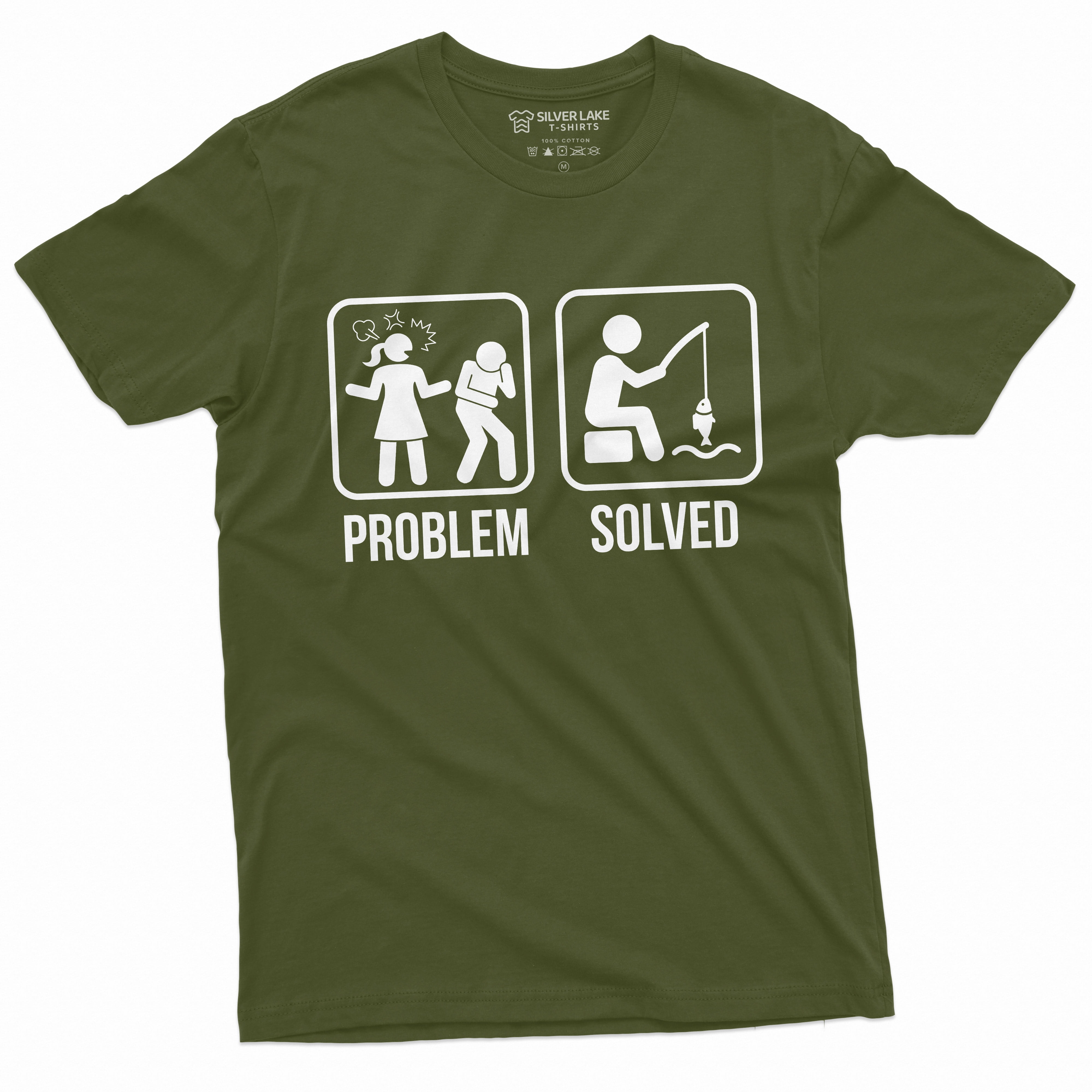 Mens Funny Problem Solved Fishing T-Shirt Fisherman Gifts Tee ...