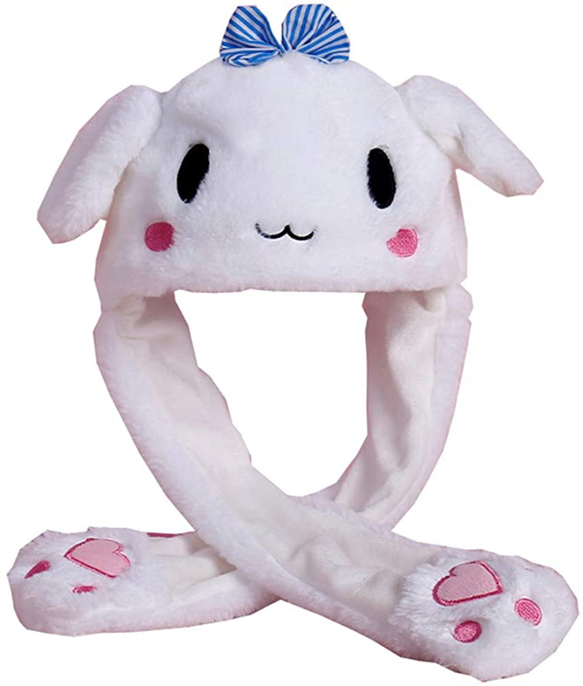 Ear Moving Jumping Rabbit Hat Animal Hat Pop Up Ears Plush Bunny Hat ...