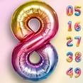 Rainbow Number 8 Foil Balloon 40 inch - Metallic Bright Ombre Gradient ...