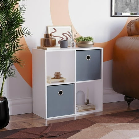 Durham 2x2 Cube Storage Unit, White & Cube Storage Basket, Set of 3 ...