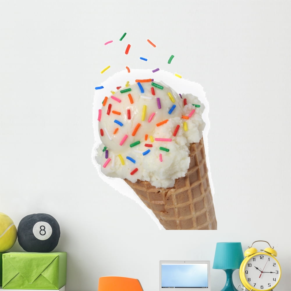 Vanilla Ice Cream Cone Wall Mural Decal Sticker, Wallmonkeys Peel ...