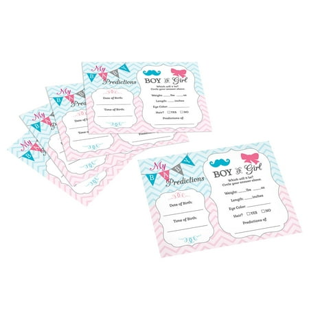 Lillian Rose Baby Gender Reveal Prediction Cards, Pink/Blue/White, 5.5 ...