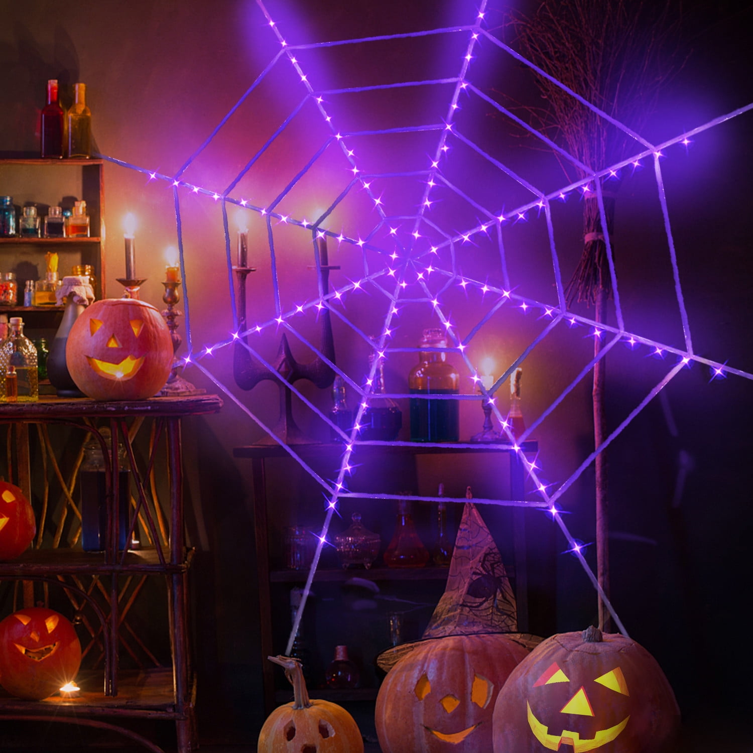 Elegant Choise 11.8ft Spider Web Halloween Decor Circular Cobweb with ...