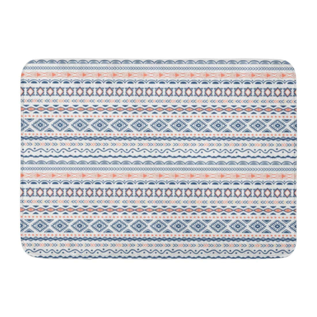 GODPOK Graphic Blue Aztec Ethnic Pattern Geometric Drawn Hand Rug ...