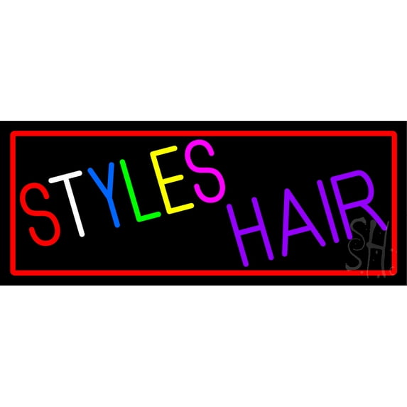 Deco Styles Hair LED Neon Sign 13 x 32 - inches, Black Square Cut ...