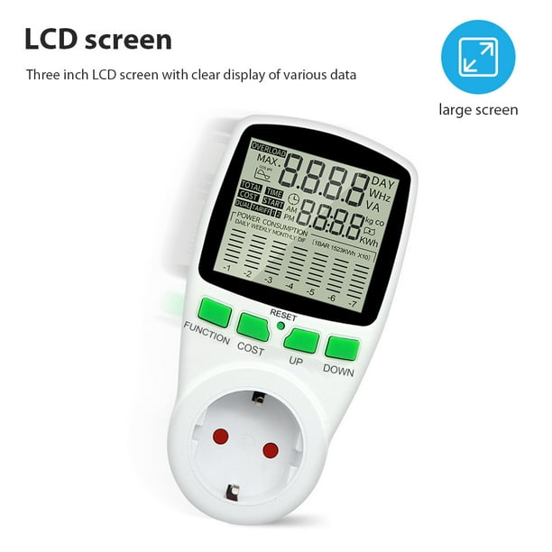 TB&W Power Meter Plug 0.000KWh-9999KWh AC Power Meter Socket 50HZ 0.5W ...