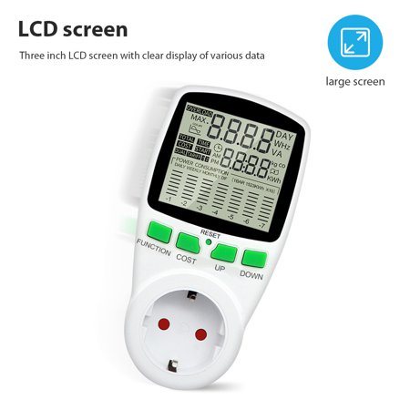 TB&W Power Meter Plug 0.000KWh-9999KWh AC Power Meter Socket 50HZ 0.5W ...