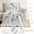 Black Bamboos Fleece Throw Blanket Minimalist Bamboos Stems Leaf Gray ...