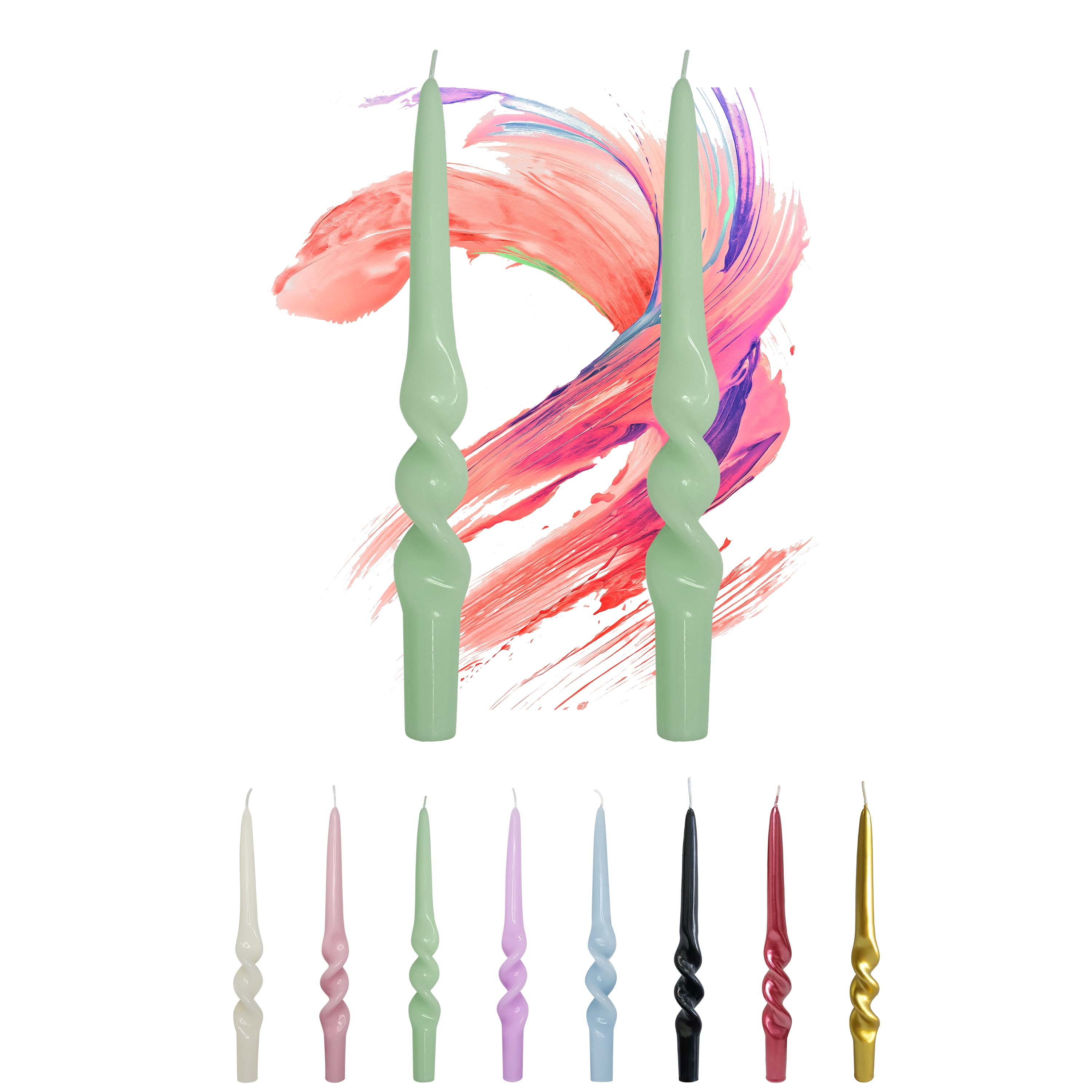 FCMSHAMD Unscented Candles 10 inch Green Handmade Candle Sticks Spiral ...