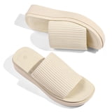 Bocca women Knit Platform Sandals Beige Open Toe 1.8 inch Slide Sandals ...