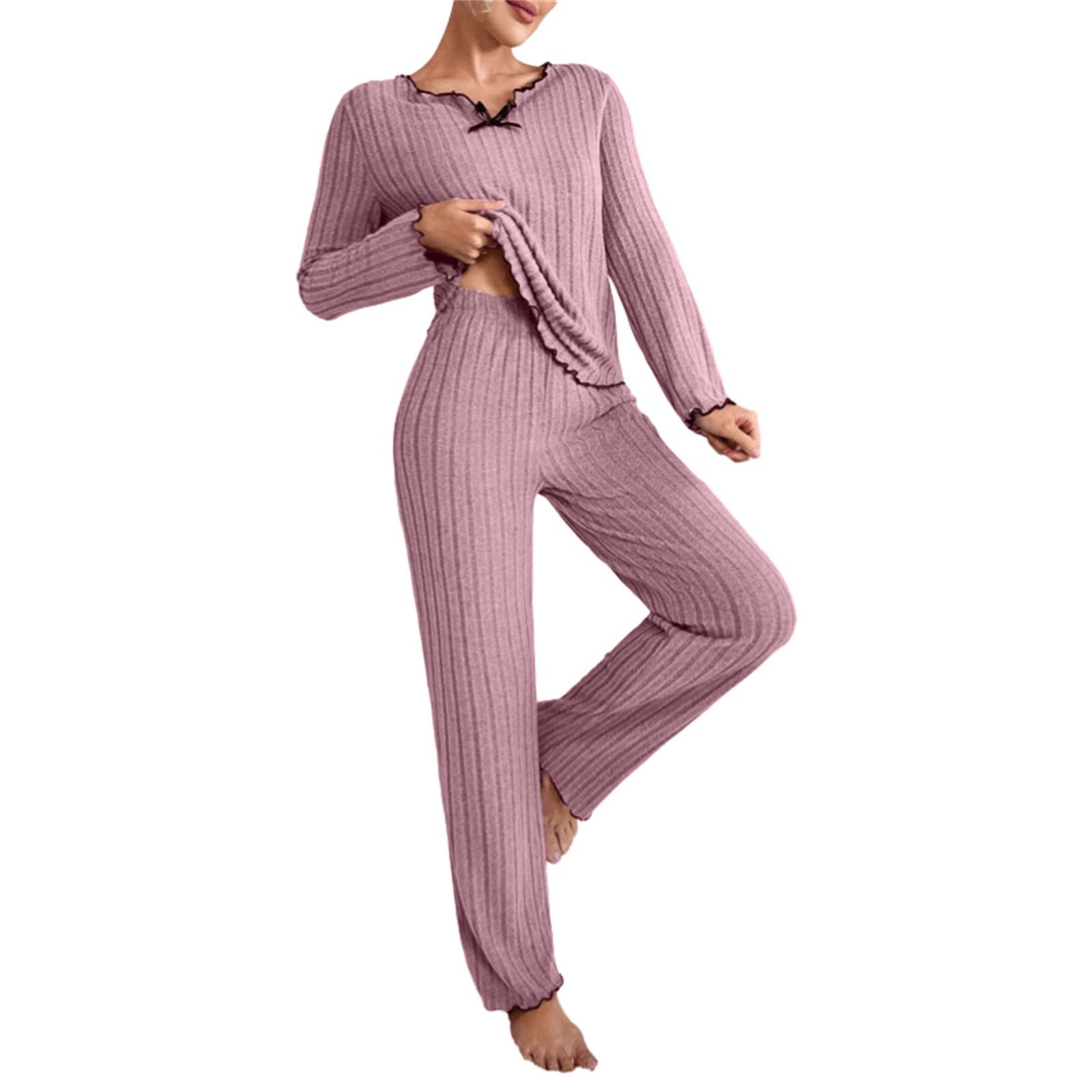Click here for Wcjm Ribbed Pajama Sets For Women Pullover V Neck... prices