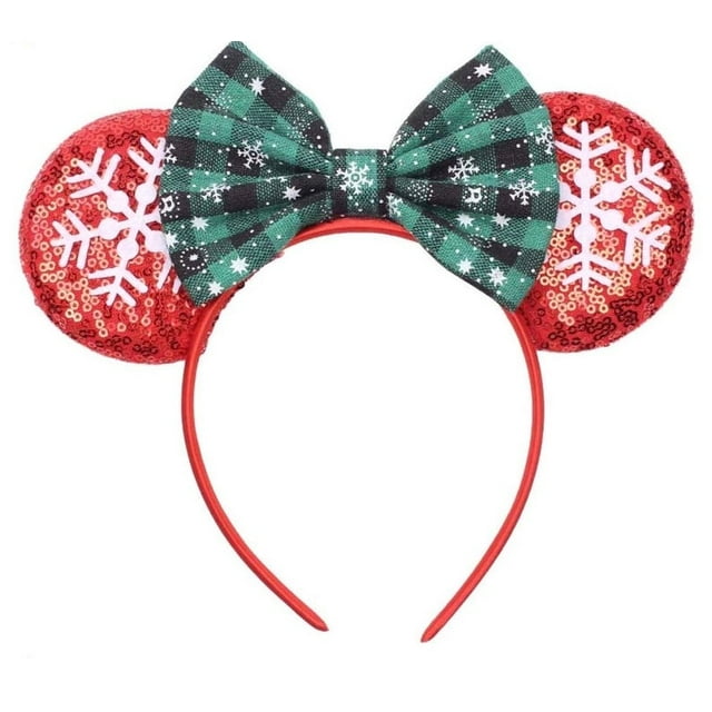 Christmas Red Mickey Ears, Green Ear headband, Holiday Mickey Ears ...