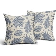 Blue Fall Pillow Covers 20x20 Set of 2 Cream Maple Leaf Print Autumn ...