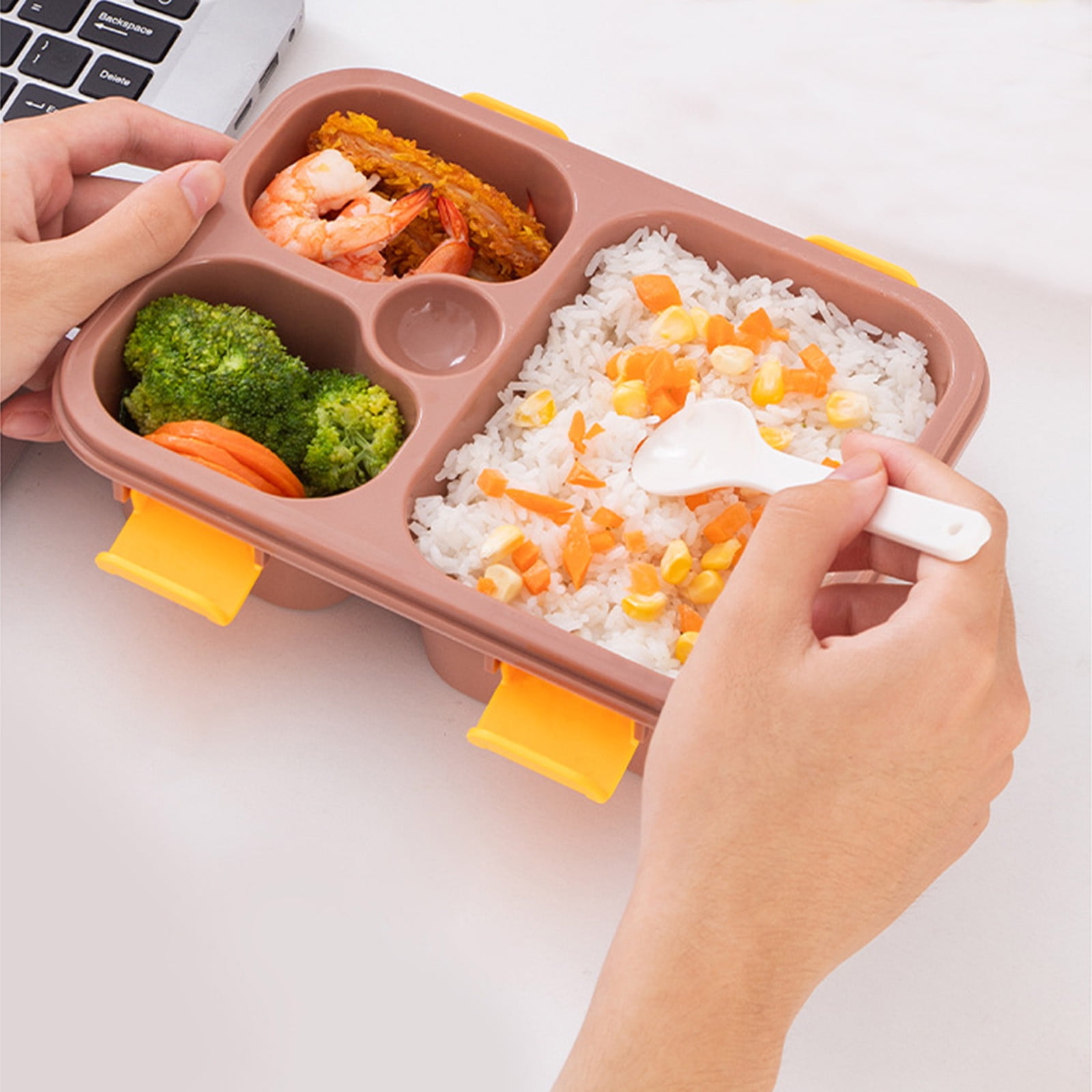 Fiudx Caja Bento Dividida, Contenedor Reutilizable de 3 Compartimentos ...