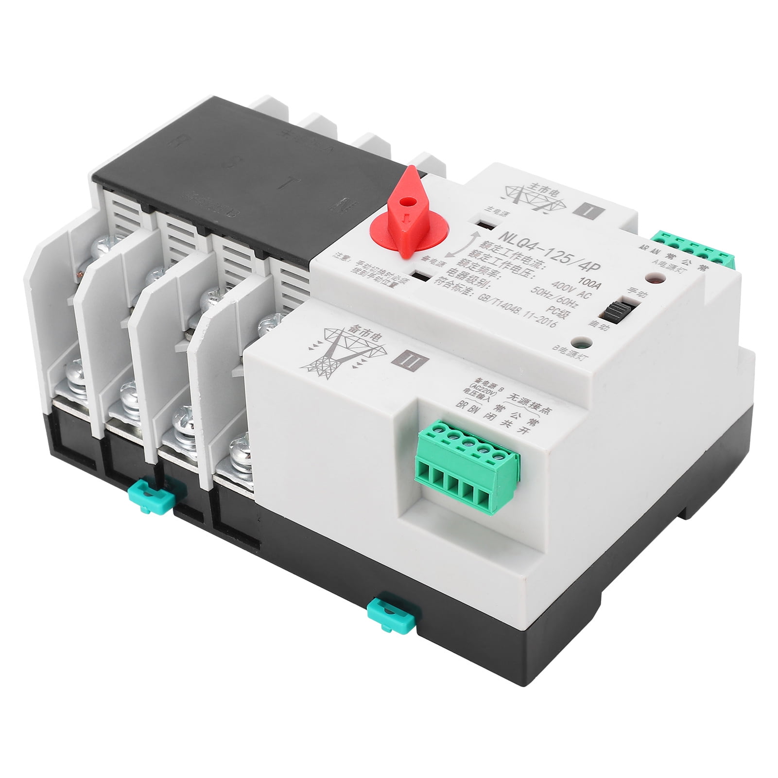 Interruptor de transferencia automático montado en riel DIN, 4P, trifásico, 4 cables, control de ...