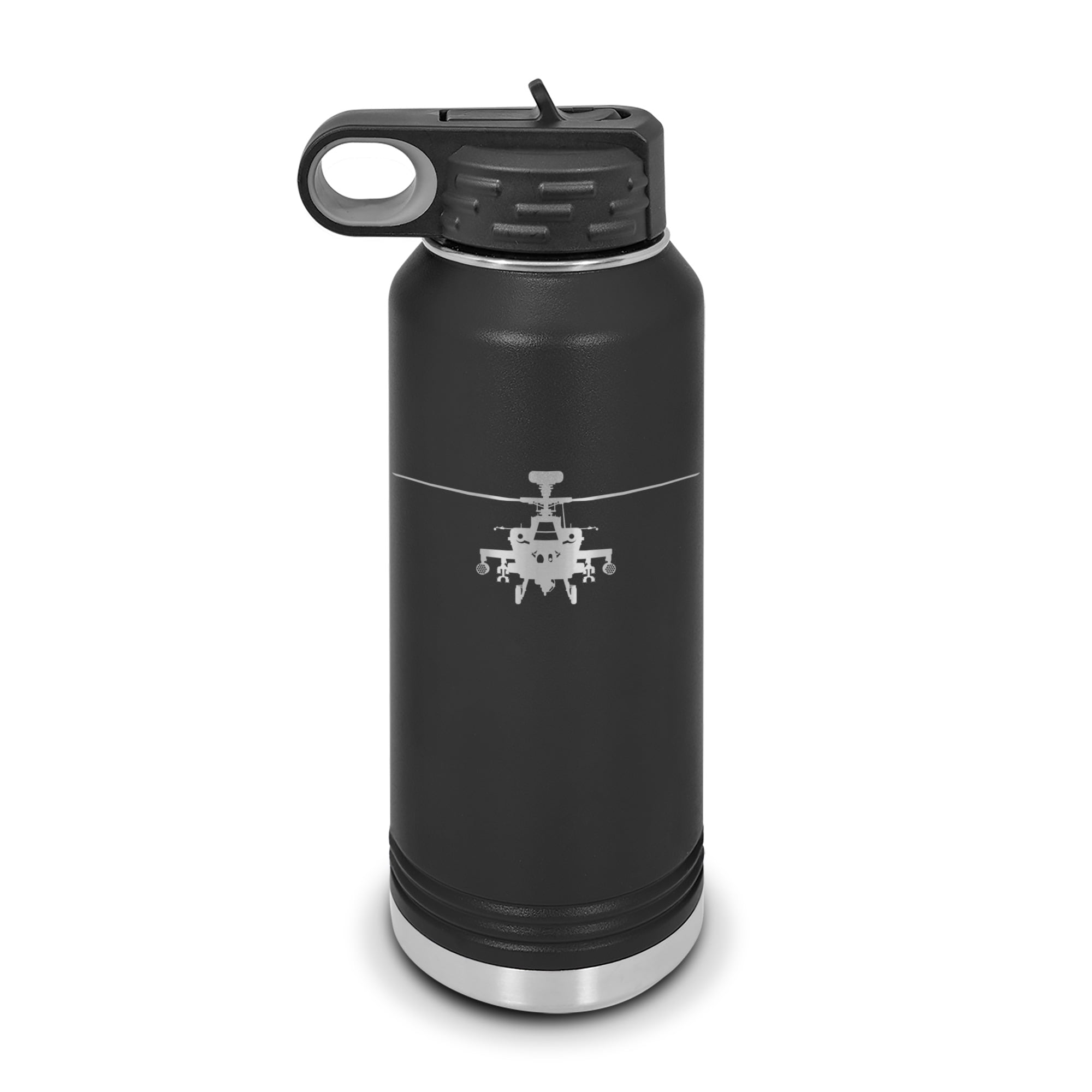 AH-64 Apache Water Bottle 32 oz - Laser Engraved w/ Flip Top Removable ...