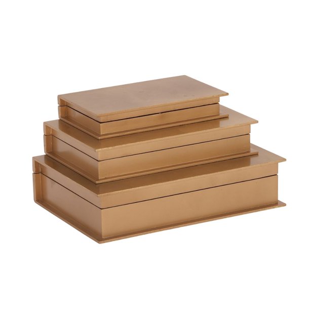 Fancy Wood Gold Book Box Set Of 3 - Walmart.com