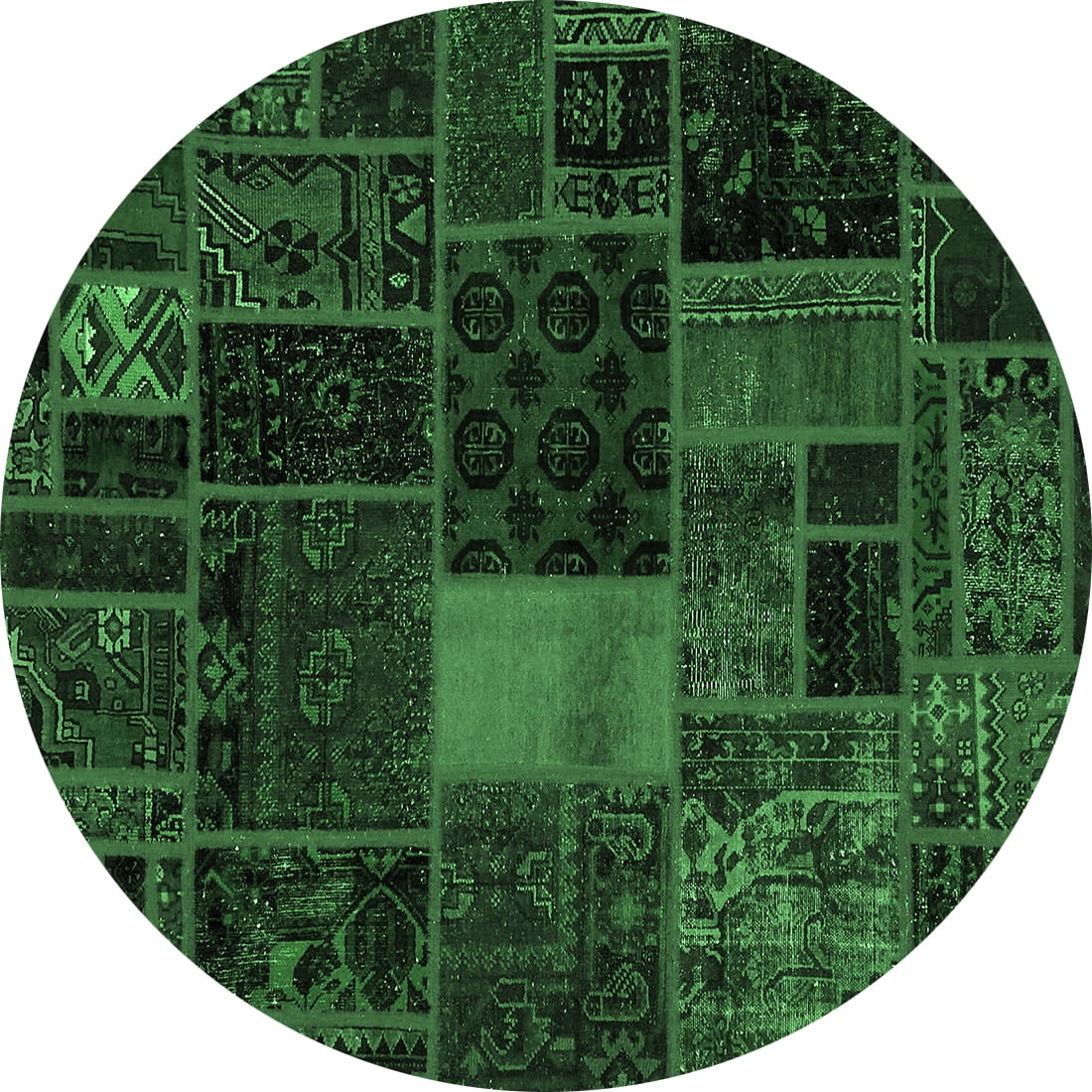 Ahgly Company Indoor Round Oriental Emerald Green Modern Area Rugs, 5 ...