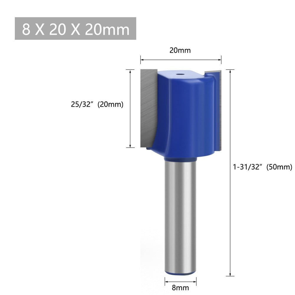 8mm Shank Straight Router Bit Double Flute Wood Milling Cutter for ...
