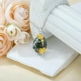 SOULMEET Birth Flower Pendant Necklace for Women Oval Moss Agate 925 ...