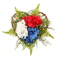 AZXY 4th of July Patriotic Heart Wreath, Red White Blue Hydrangea with ...
