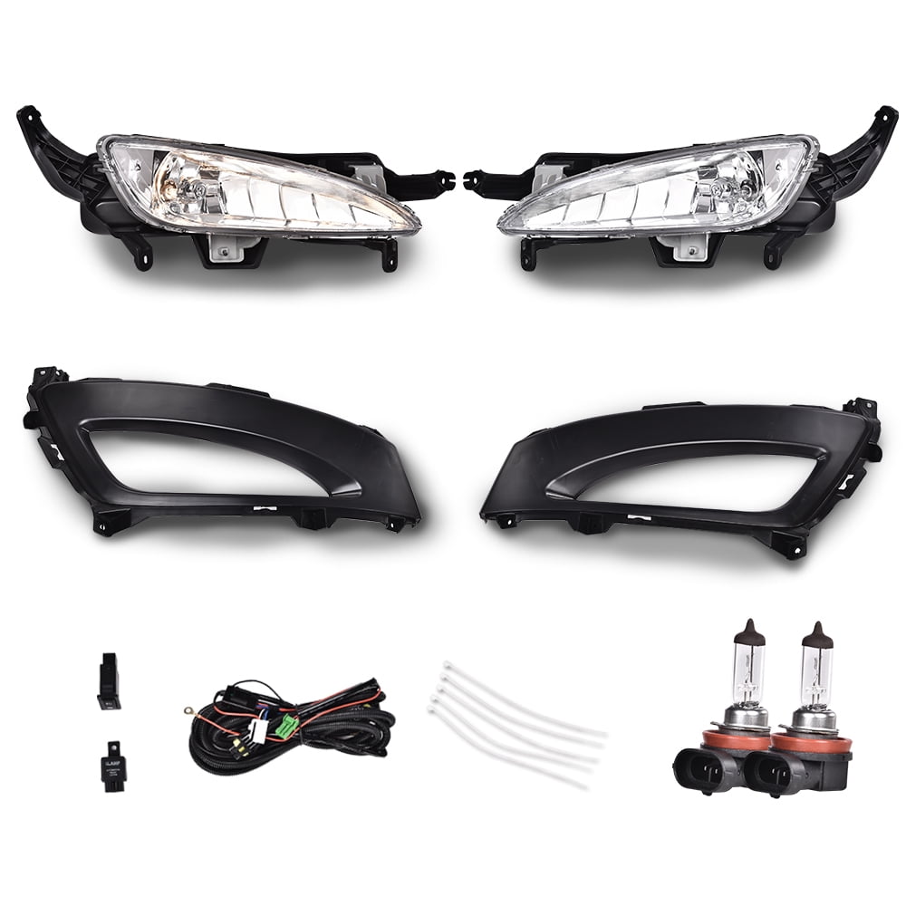 PIT66 Front Bumper Fog Lights Lamp & Bezels Set, Fit for 2011-2013 Kia ...