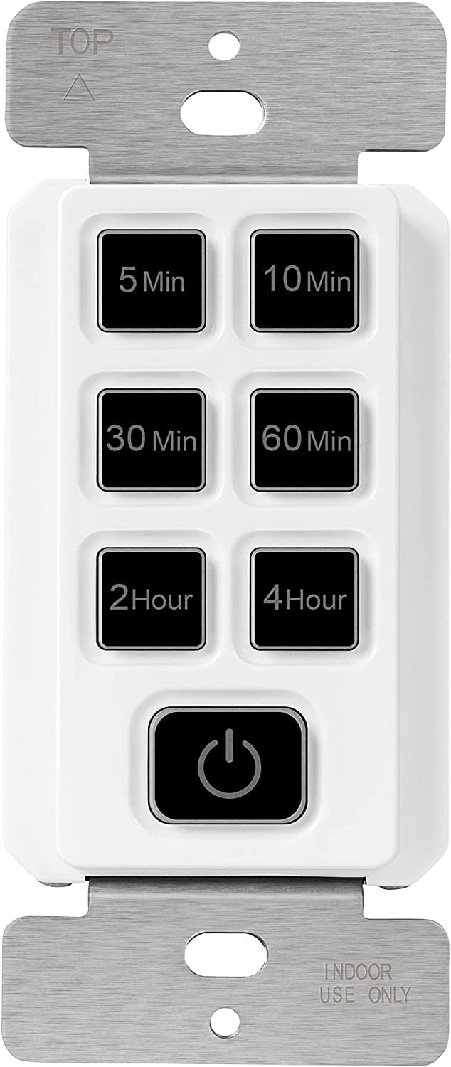 TOPGREENER 4-Hour Countdown Timer Switch, 5-10-30-60 Min 1-2-4 Hour ...