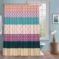 Bohemian Shower Curtain Set with Hooks, Tribal Geometric Stripes Purple ...