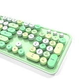 MOFII Sweet Wireless Keyboard Mouse Combo, 2.4G Retro Typewriter Round ...