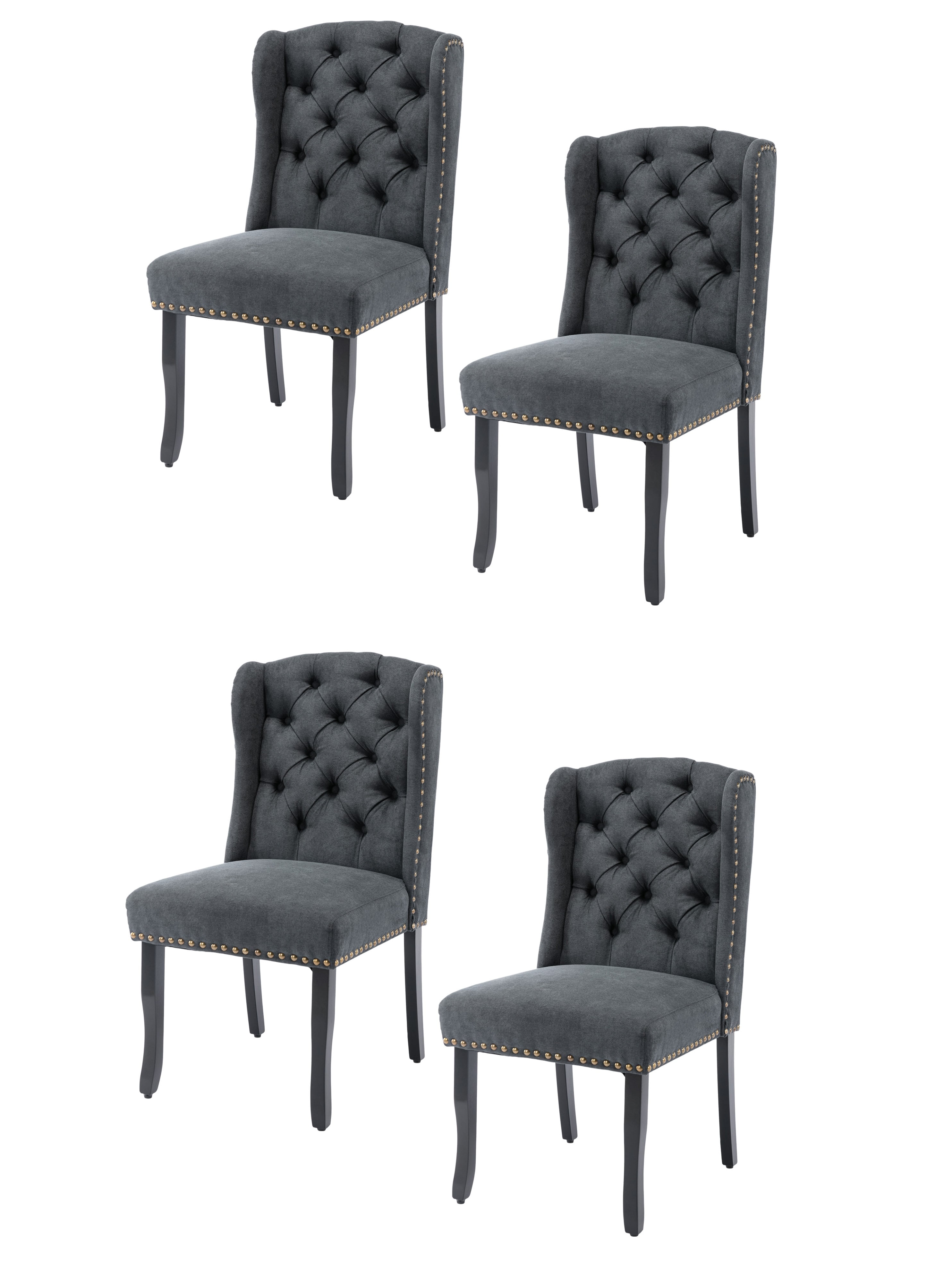 Cotton Fabric Solid Wood Dining Chairs, Accent Parsons Diner Chairs ...